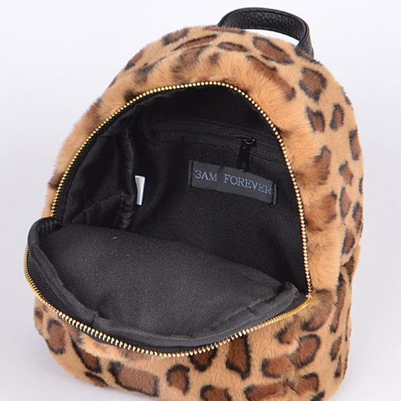 3AM Forever® | Bags | Faux Fur Animal Print Mini Backpack | Poshmark